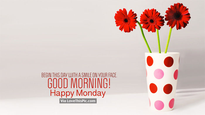 Begin This Day With A Smile On Your Face. Good Morning, Happy Monday Pictures, Photos, and ...