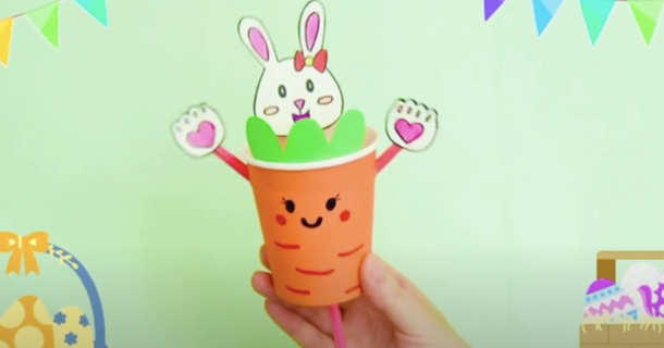 DIY Easter Bunny Paper Cup Puppet Tutorial