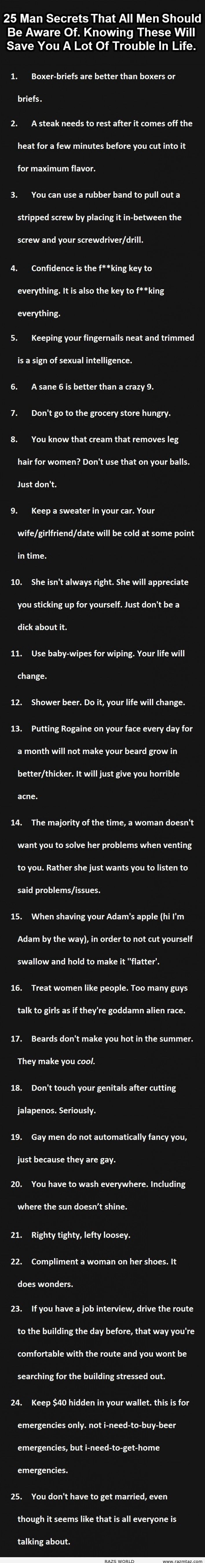 25 Man Secrets That All Men Should Be Aware Of These Will Save You A ...
