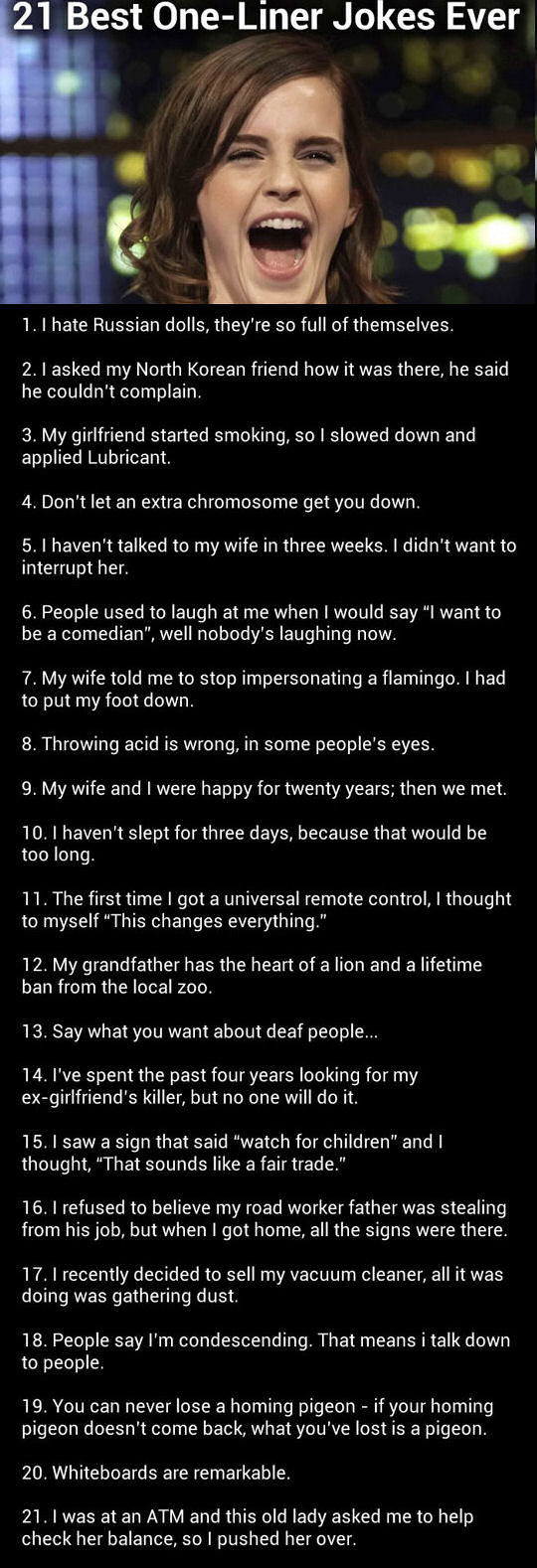 The 21 Best One Liner Jokes Ever Pictures, Photos, and Images for Facebook, Tumblr, Pinterest ...