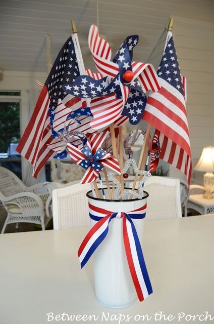 American Flag & Pinwheel Centerpiece Decoration Pictures, Photos, and ...