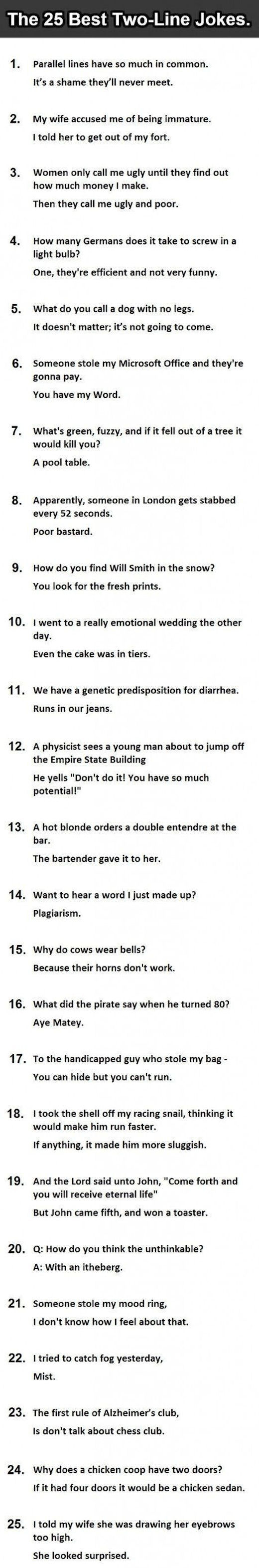 The 25 Best Two Line Jokes Pictures, Photos, and Images for Facebook ...
