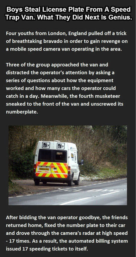 Boys Steal License Plate From A Speed Trap Van What They Did Next Is ...