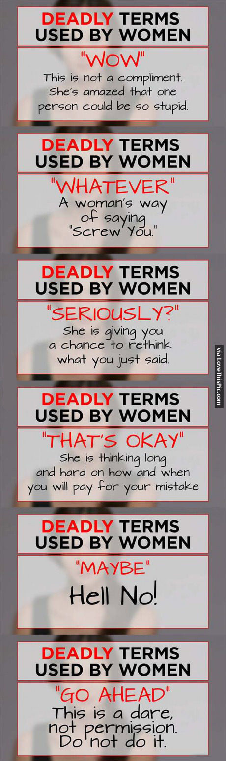 Deadly Terms Used By Women Pictures, Photos, and Images for Facebook ...