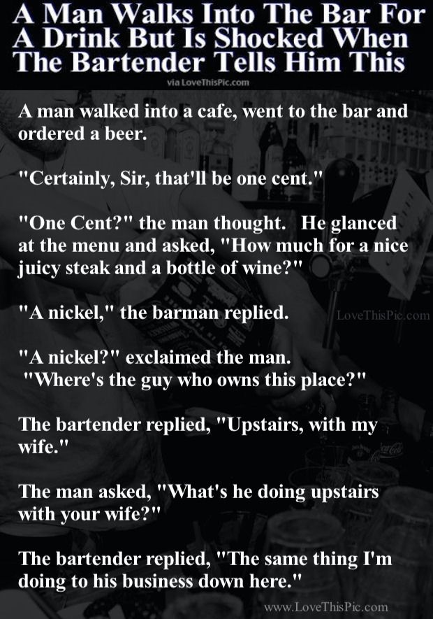 A Man Walks Into The Bar For A Drink But Is Shocked When The Bartender ...
