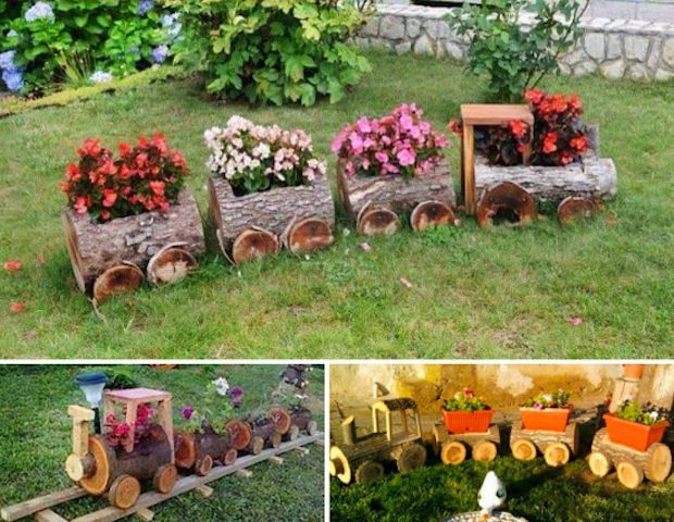 Wooden Log Train Planter Idea Pictures, Photos, and Images for Facebook ...