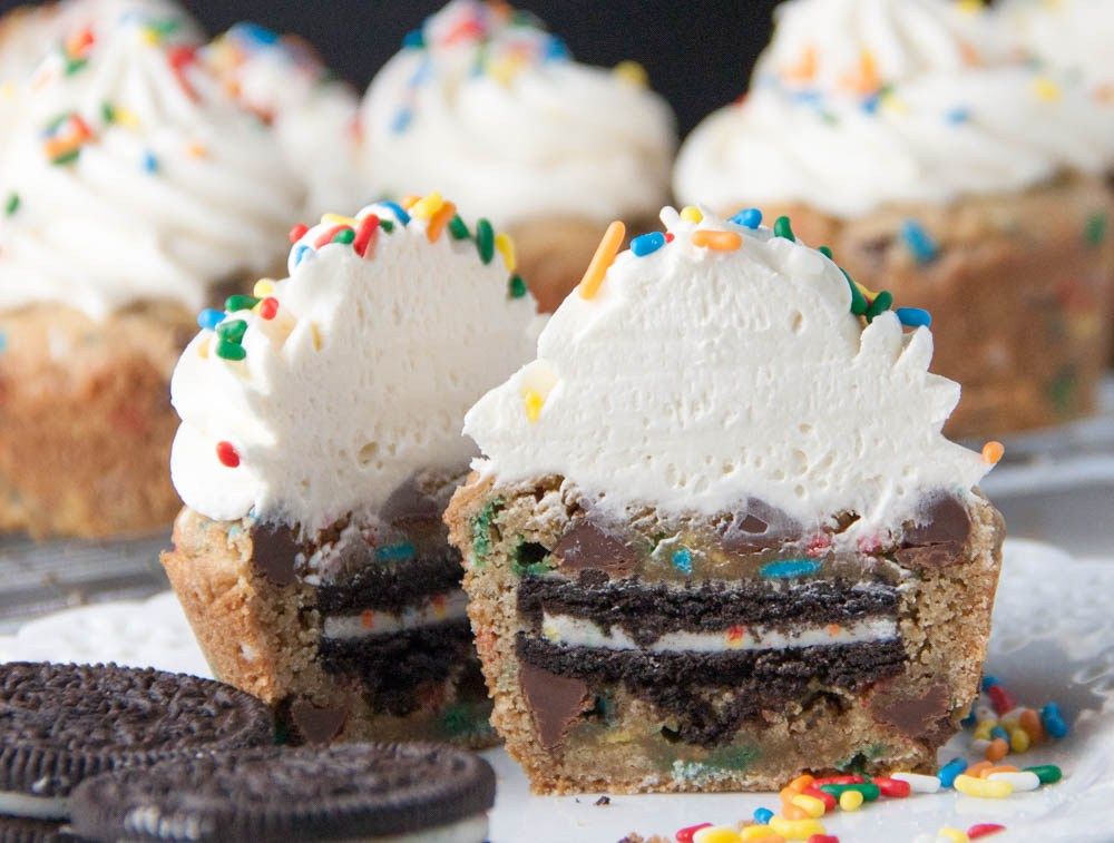Oreo Stuffed Funfetti Chocolate Chip Cookie Cupcakes Pictures, Photos ...