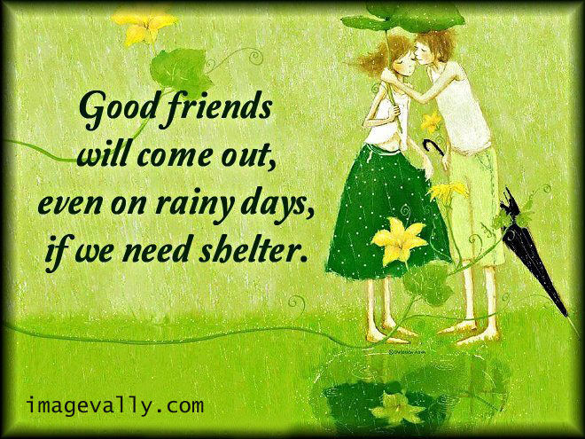 Good Friends Will Come Out, Even On Rainy Days, If We Need Shelter ...