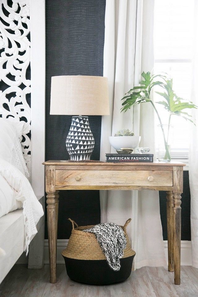 Relaxed Bedside Table With A Printed Lamp Pictures, Photos, and Images ...