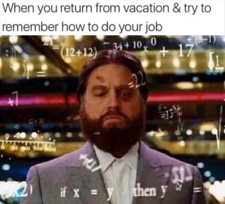When You Return From Vacation & Try To Remember How To Do Your Job ...