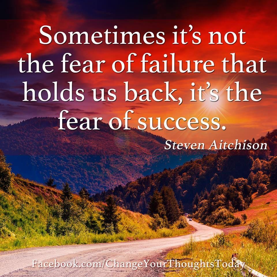 Sometimes It's Not The Fear Of Failure That Holds Us Back. Its The Fear ...