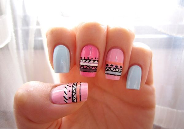 Pastel Blue And Pink Aztec Nails Pictures, Photos, and Images for ...