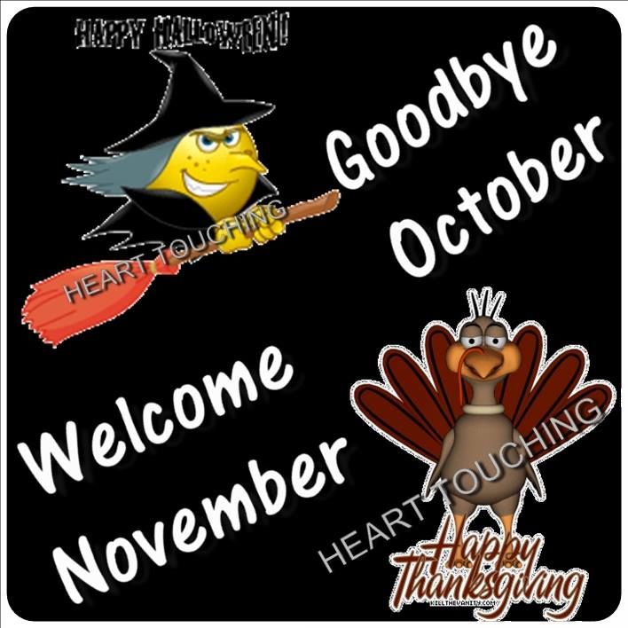 Witch & Turkey Goodbye October, Welcome November Quote Pictures, Photos ...