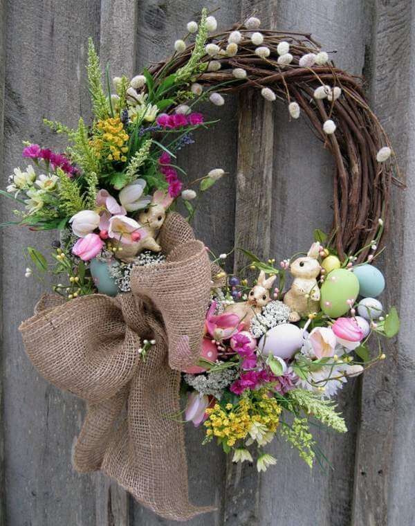 DIY Rustic Bunnies And Eggs Easter Wreath Design Pictures, Photos, and ...