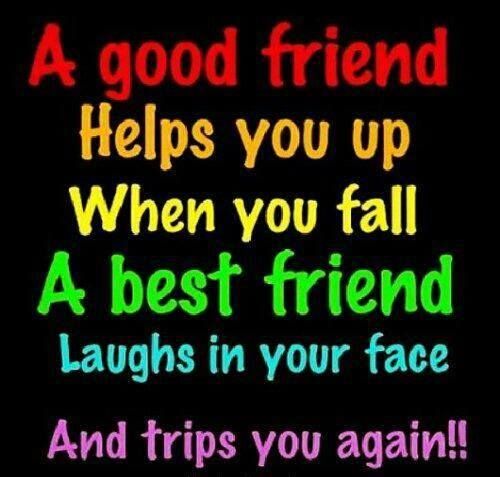 A Good Friend Helps You Up When You Fall, A Best Friend Laughs In Your ...
