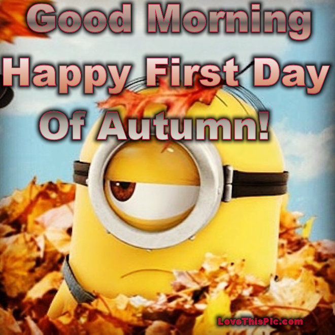Minion Good Morning Happy First Day Of Autumn Pictures, Photos, and ...