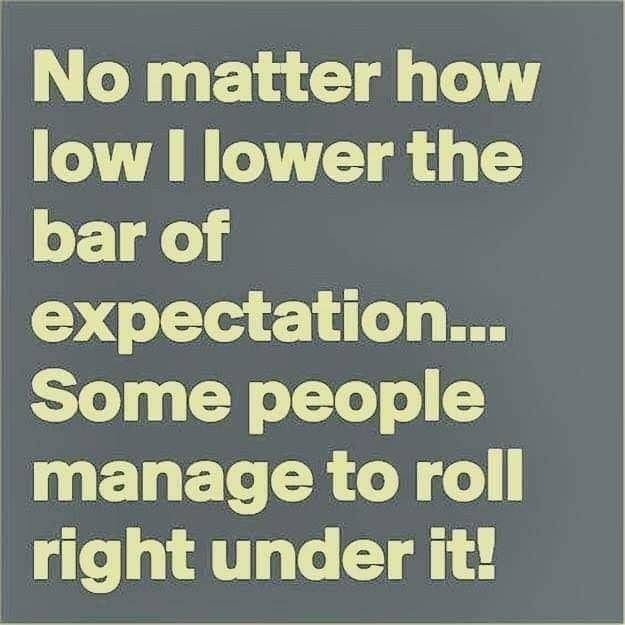 No Matter How Low I Lower The Bar Of Expectation...some People Manage ...