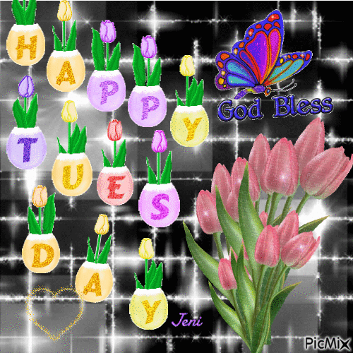 Glittery Floral Happy Tuesday Tulip Gif Pictures, Photos, and Images ...