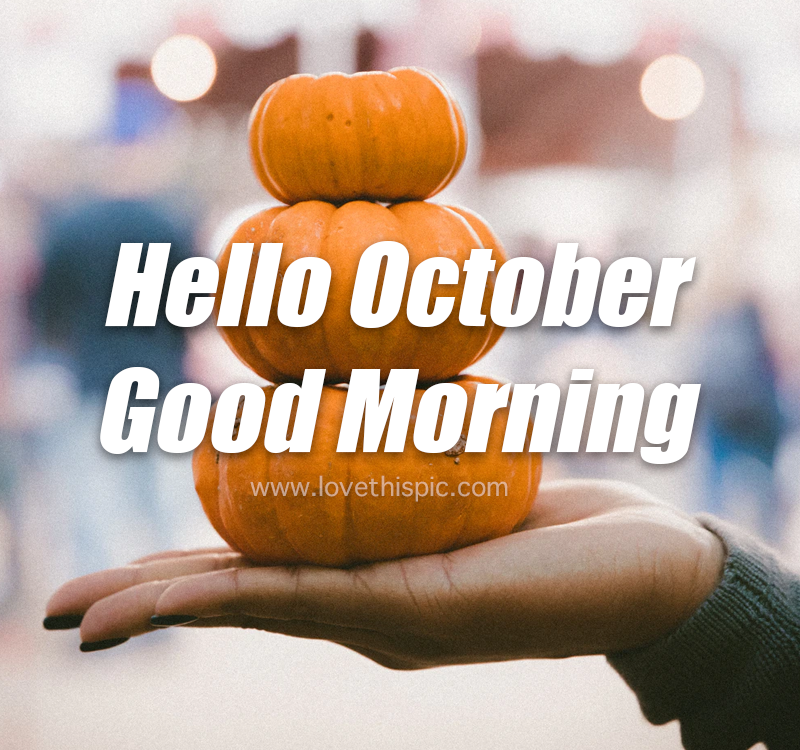 Three Pile Of Pumpkins Hello October Good Morning Quote Pictures ...