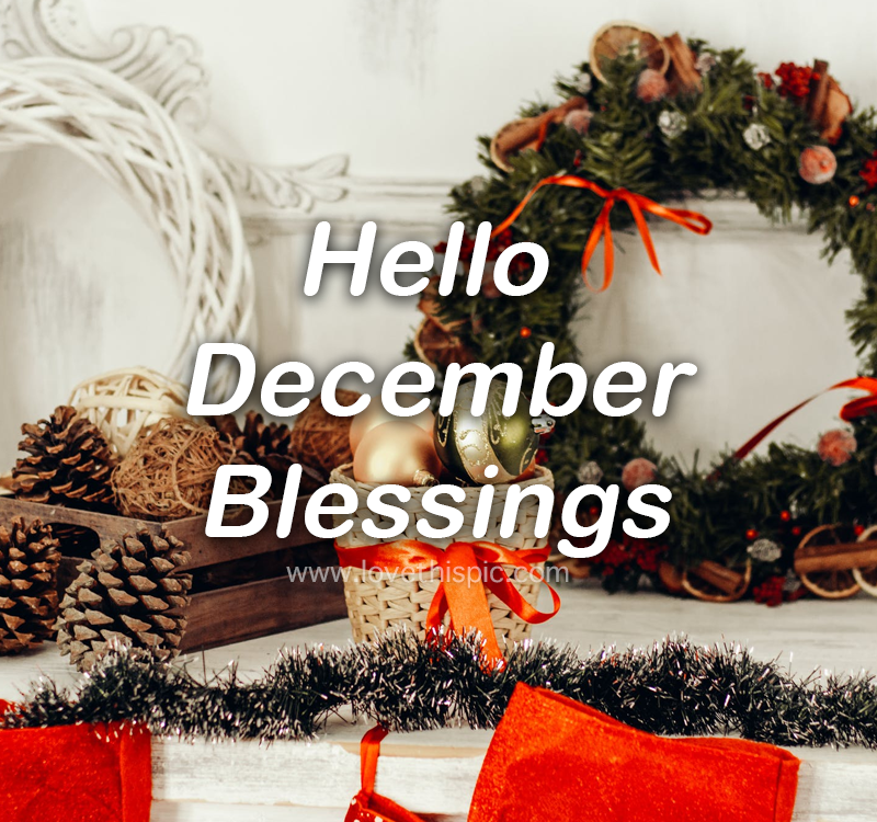 White & Green Wreath Hello December Blessings Pictures, Photos, and ...