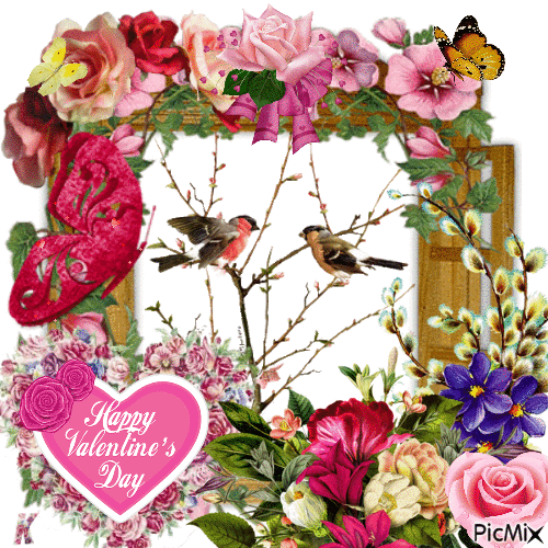 Floral Valentines Love Birds Frame Pictures, Photos, and Images for ...