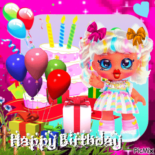 Cute Doll Happy Birthday Animated Quote Pictures, Photos, and Images ...