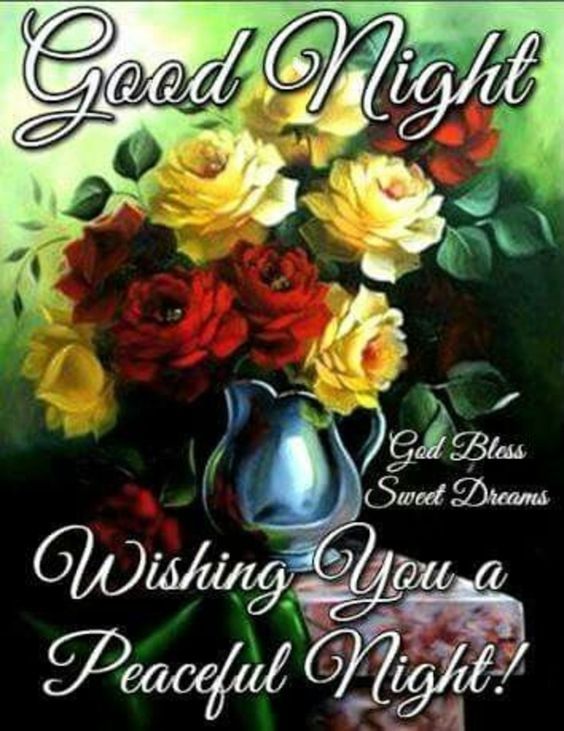 Bouquet Of Yellow & Red Roses - Good Night, Wishing You A Peaceful ...