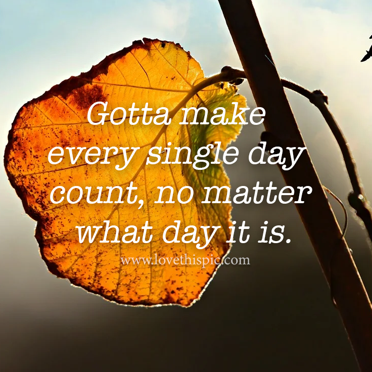 Gotta Make Every Single Day Count, No Matter What Day It Is. Pictures ...
