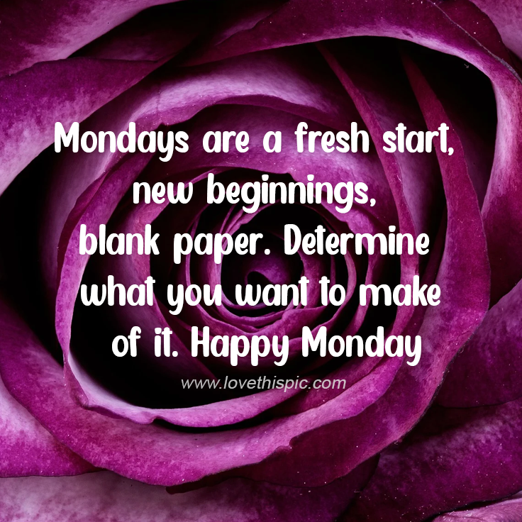 Mondays Are A Fresh Start, New Beginnings, Blank Paper. Determine What You Want To Make Of It ...