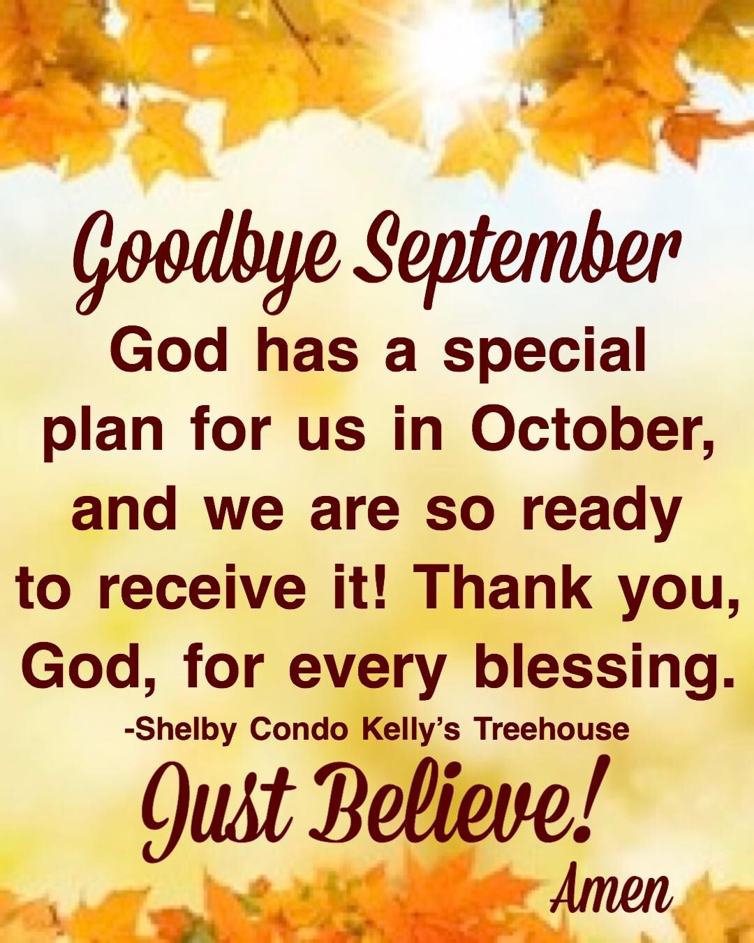 Goodbye September. God Has A Special Plan For Us In October, And We Are ...