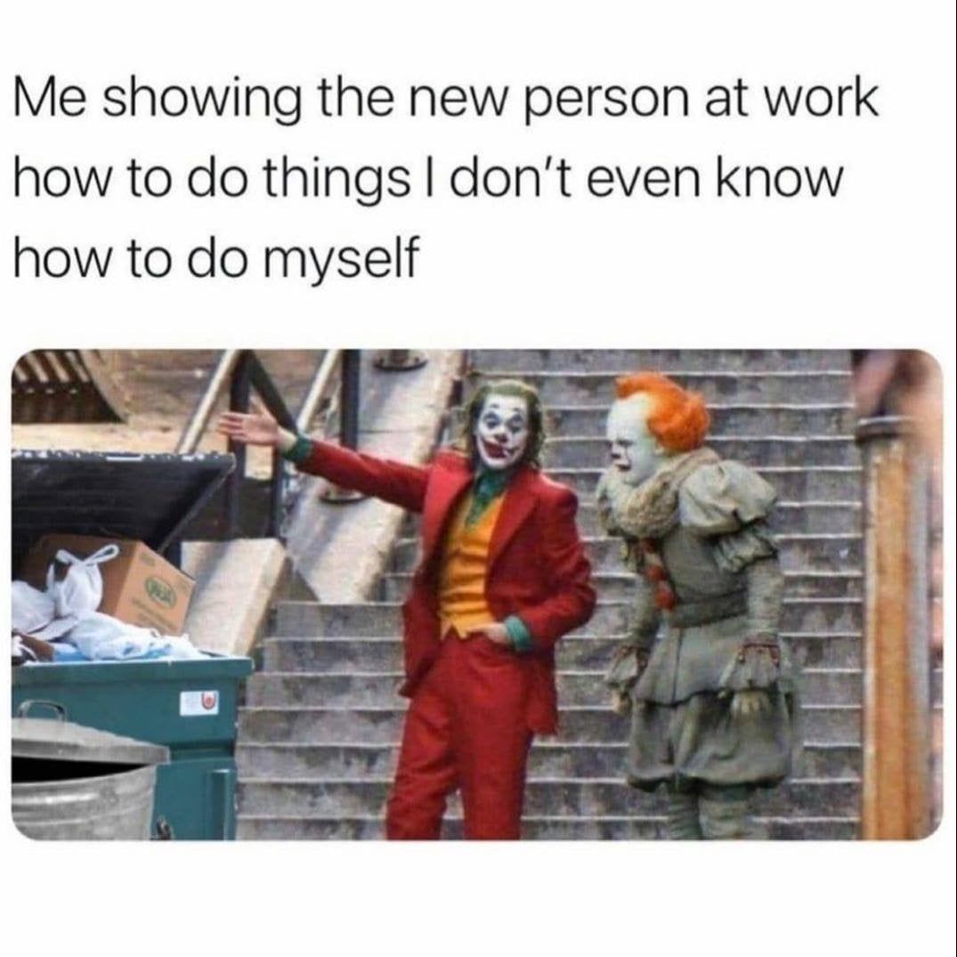Me Showing The New Person At Work How To Do Things I Don't Even Know ...