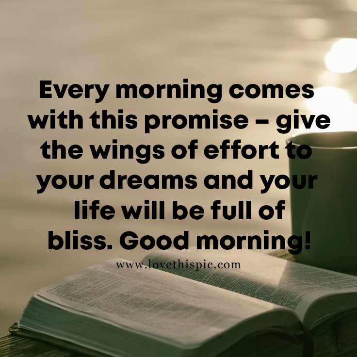 Every Morning Comes With This Promise – Give The Wings Of Effort To ...
