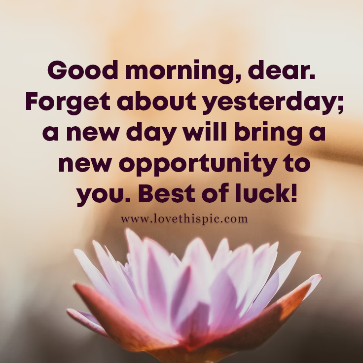 Good Morning, Dear. Forget About Yesterday; A New Day Will Bring A New ...