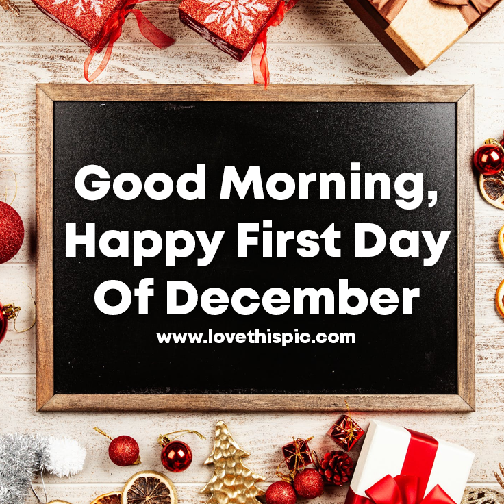 Christmas Blackboard With Gifts - Good Morning Happy First Day Of ...