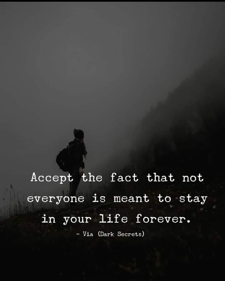 Accept The Fact That Not Everyone Is Meant To Stay In Your Life Forever ...