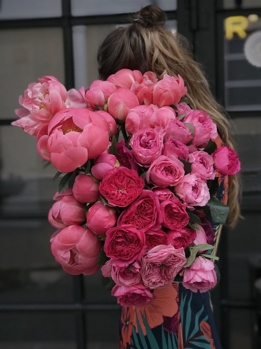 Woman Holding Bundle Of Pink Peonies Pictures, Photos, and Images for ...
