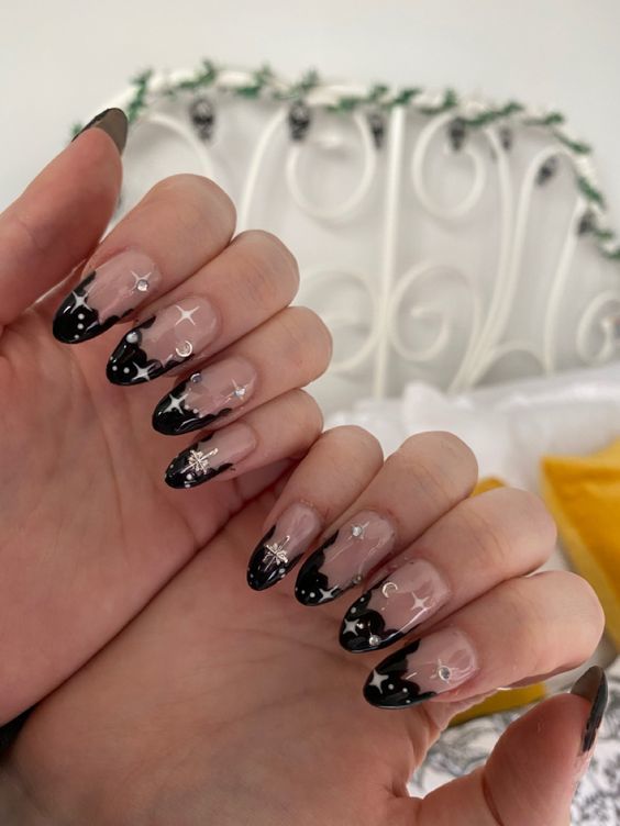 Black Tipped Midnight Oval Nails Pictures, Photos, and Images for ...