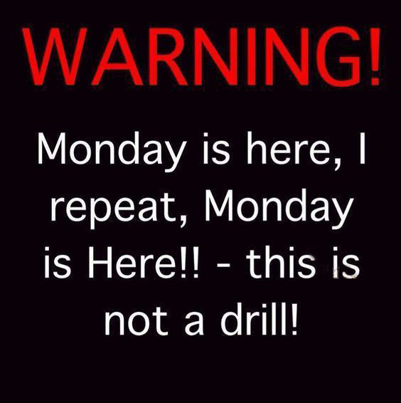 Warning! Monday Is Here, I Repeat, Monday Is Here! This Is Not A Drill ...