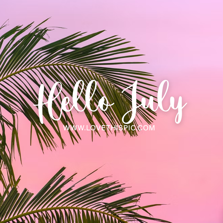 Palm Tree In Pink Sky - Hello July Quote Pictures, Photos, and Images ...