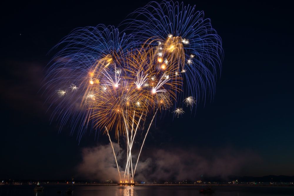 Gold And Blue Waterfront Fireworks Pictures, Photos, and Images for ...