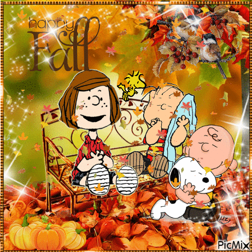Peanuts Gang - Happy Fall With Fall Leaves Pictures, Photos, and Images ...
