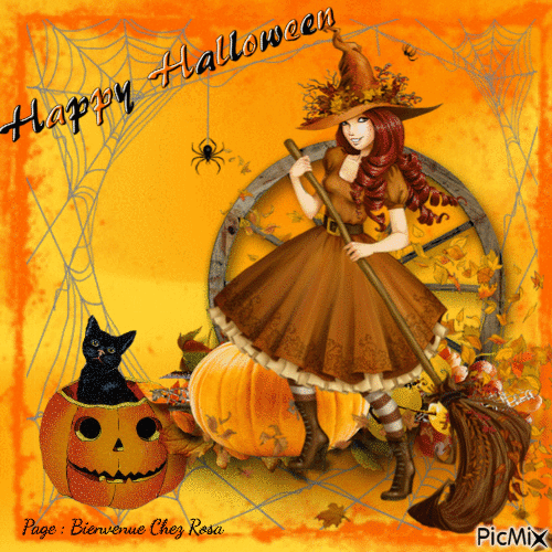 Witch With Broom - Happy Halloween Animated Images Pictures, Photos ...
