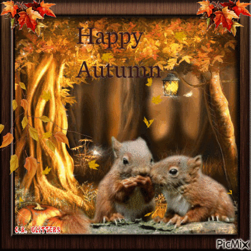 Cute Squirrels - Happy Autumn Animated Gif Pictures, Photos, and Images ...