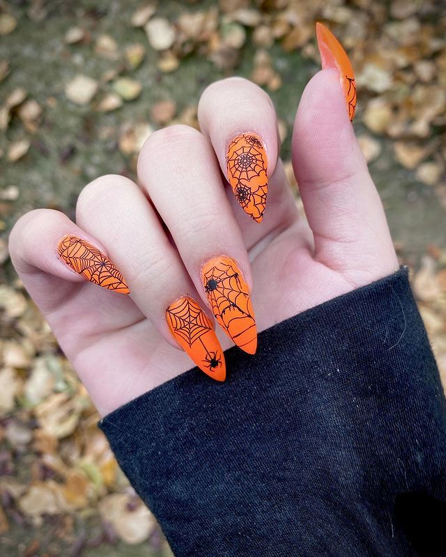 Orange Cobweb Nails Pictures, Photos, and Images for Facebook, Tumblr ...
