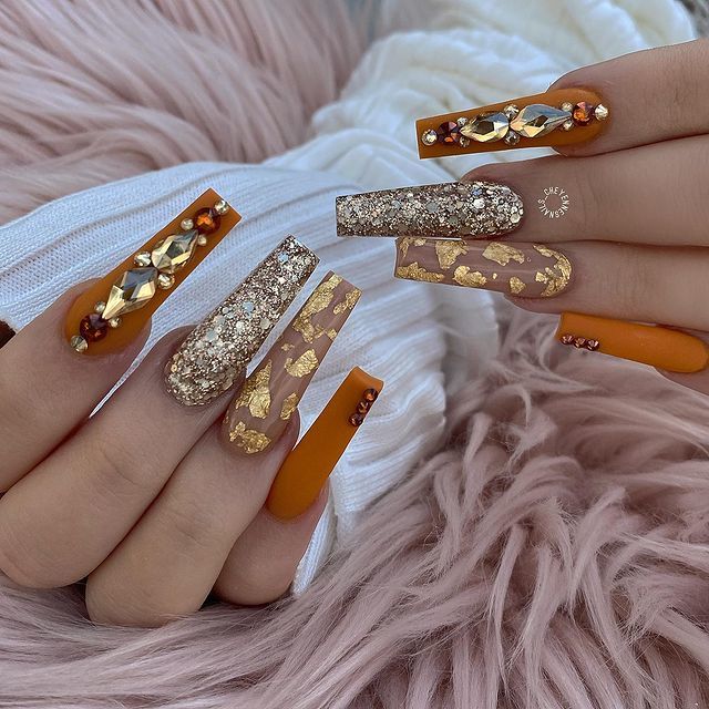 Gold & Crystal Fall Nails Pictures, Photos, and Images for Facebook ...
