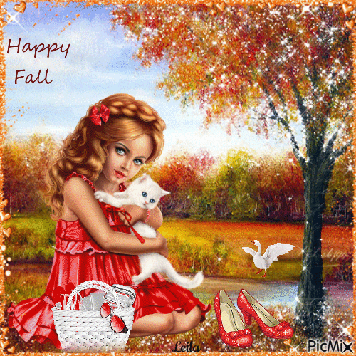 Adorable Autumn Girl With Cat, Happy Fall Pictures, Photos, and Images ...