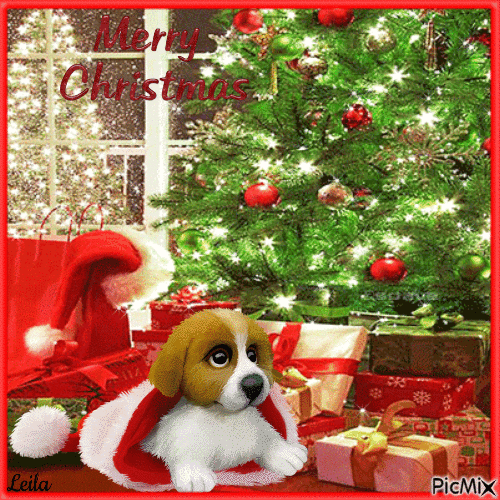 Merry Christmas Dog & Christmas Tree Gif Pictures, Photos, and Images ...