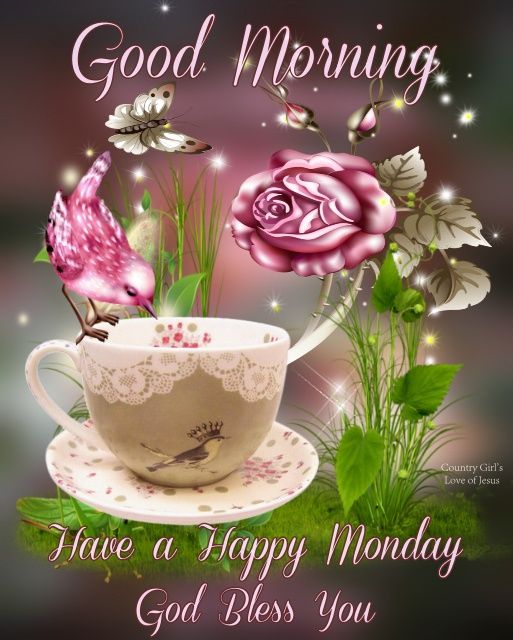 Pink Bird And Rose - Good Morning, Have A Happy Monday Pictures, Photos ...