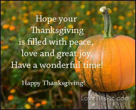 Hope Your Thanksgiving Is Filled With Peace, Love And Great Joy ...