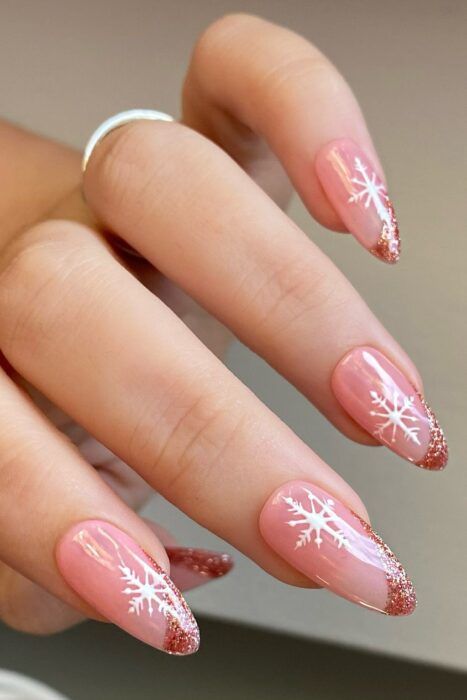 Glitter Tipped Pink Snowflake Nails Pictures, Photos, and Images for ...